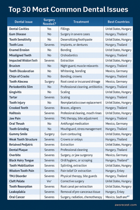 Top 30 Most Common Dental Issues: Treatments, Surgery Requirements - Best Dental Hospitals